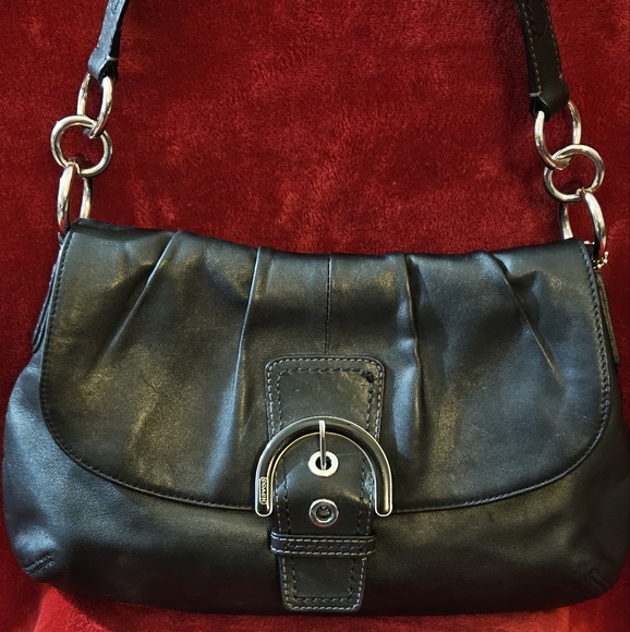 Coach | Bags | Coach Vintage Soho Black Leather Shoulder Bag With Flap ...